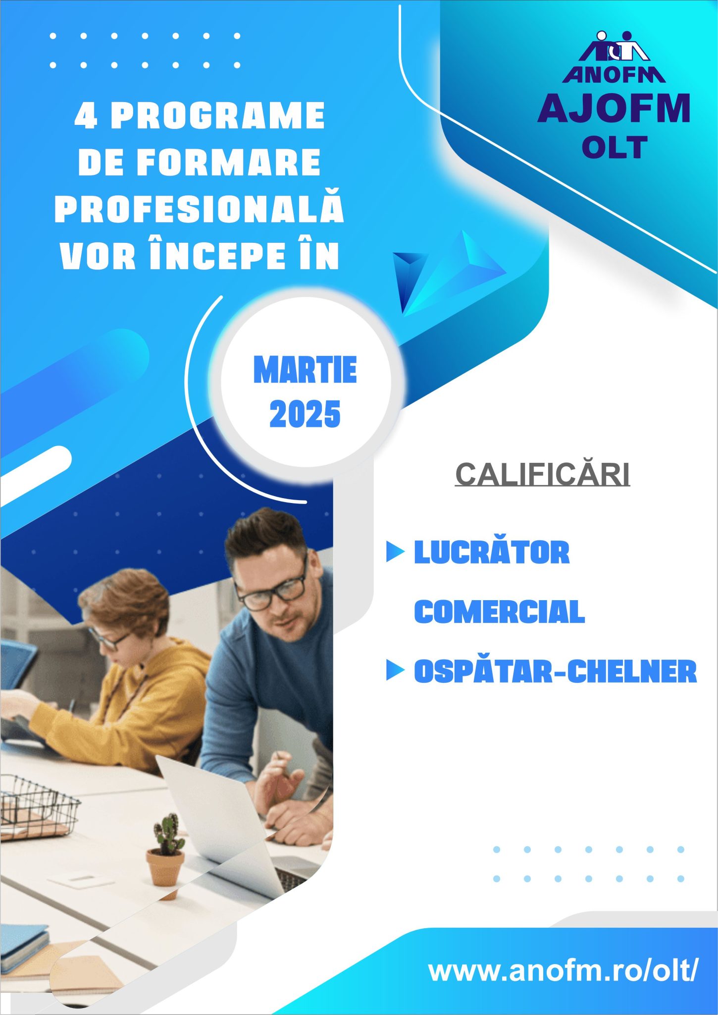 4 programe de formare profesională vor începe în luna MARTIE 2025, la ...