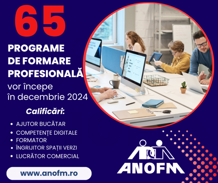 65 programe de formare profesională vor începe în decembrie 2024, la ...