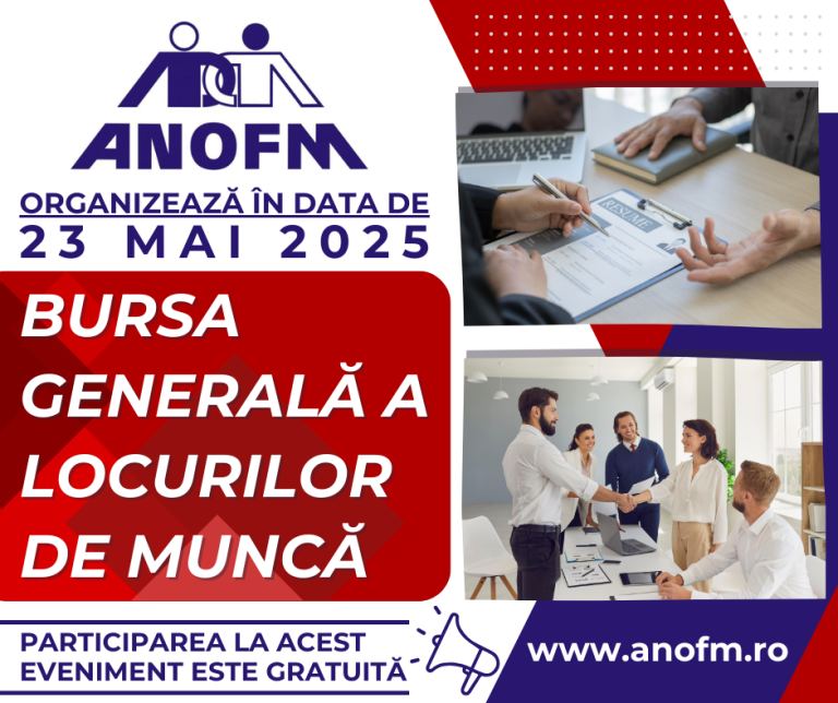 ANOFM organizează în mai Bursa Generală a Locurilor de Muncă – ANOFM